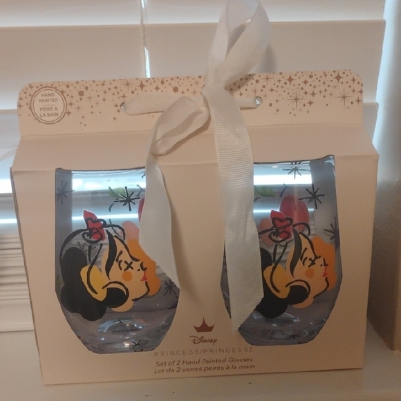 Disney | Dining | Disney Princess Hand Painted Glasses Set Of 2 | Poshmark